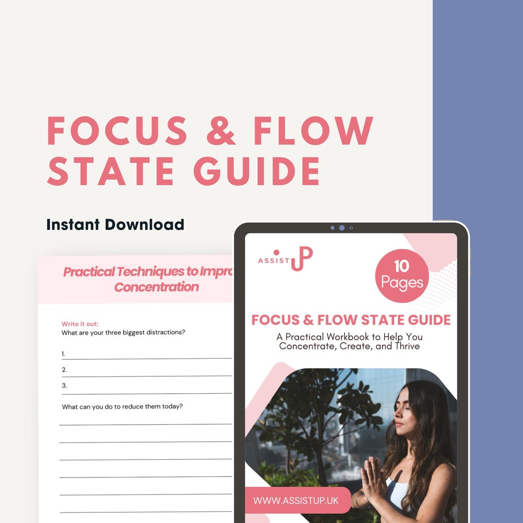 Focus and Flow State Workbook – Printable Productivity and Deep Work ...