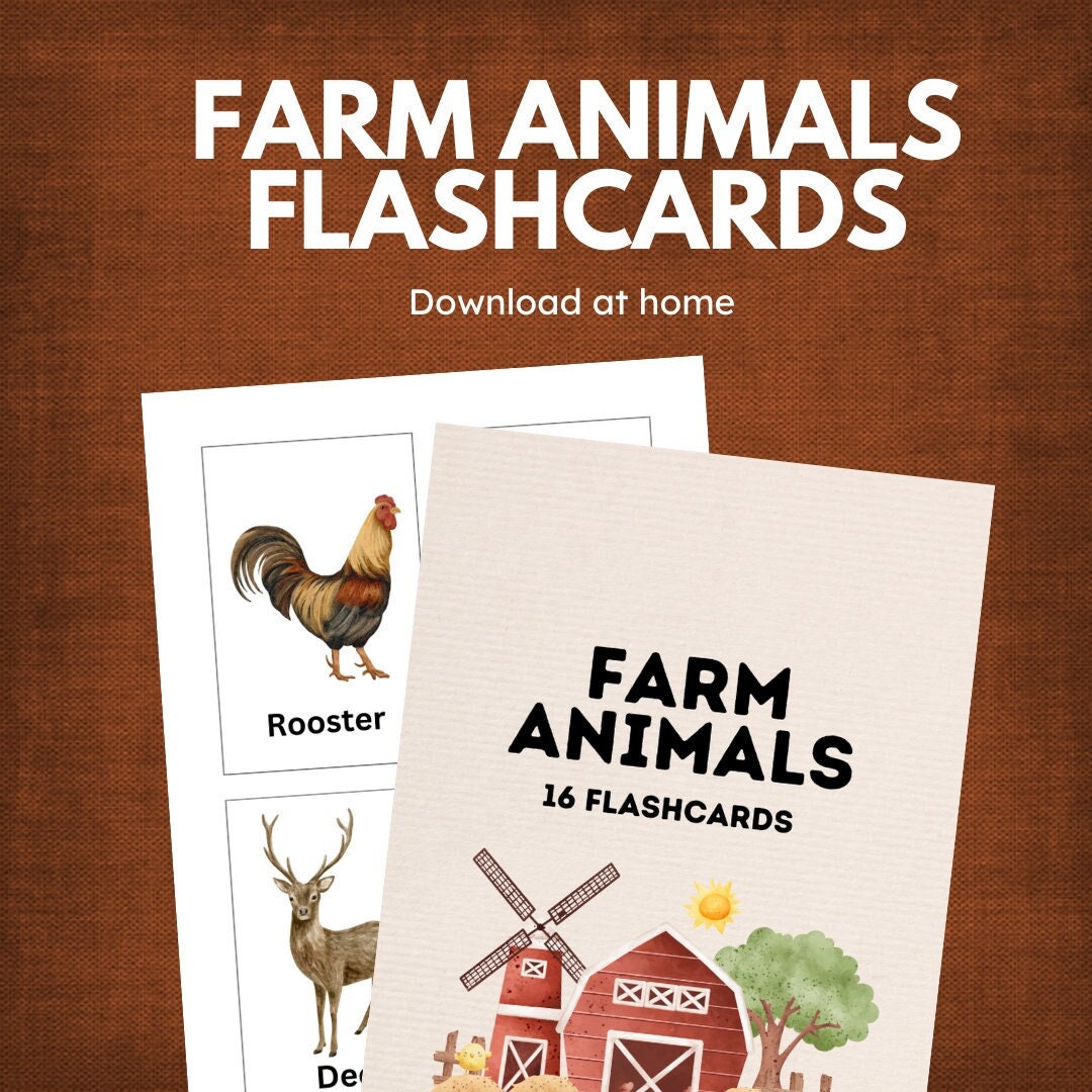 Printable Farm Animals Flashcards | Download | Children's Learning - Etsy
