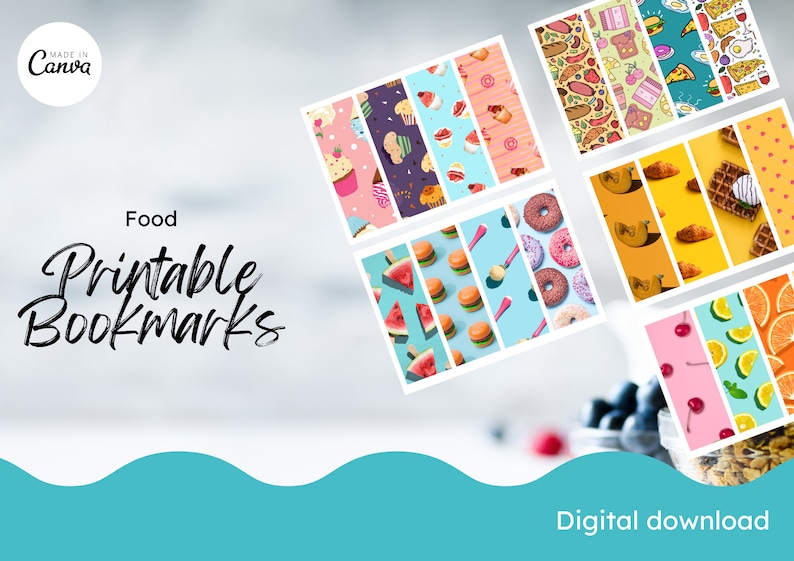 Food Themed Bookmarks Downloadable Bookmarks 20 Printable - Etsy