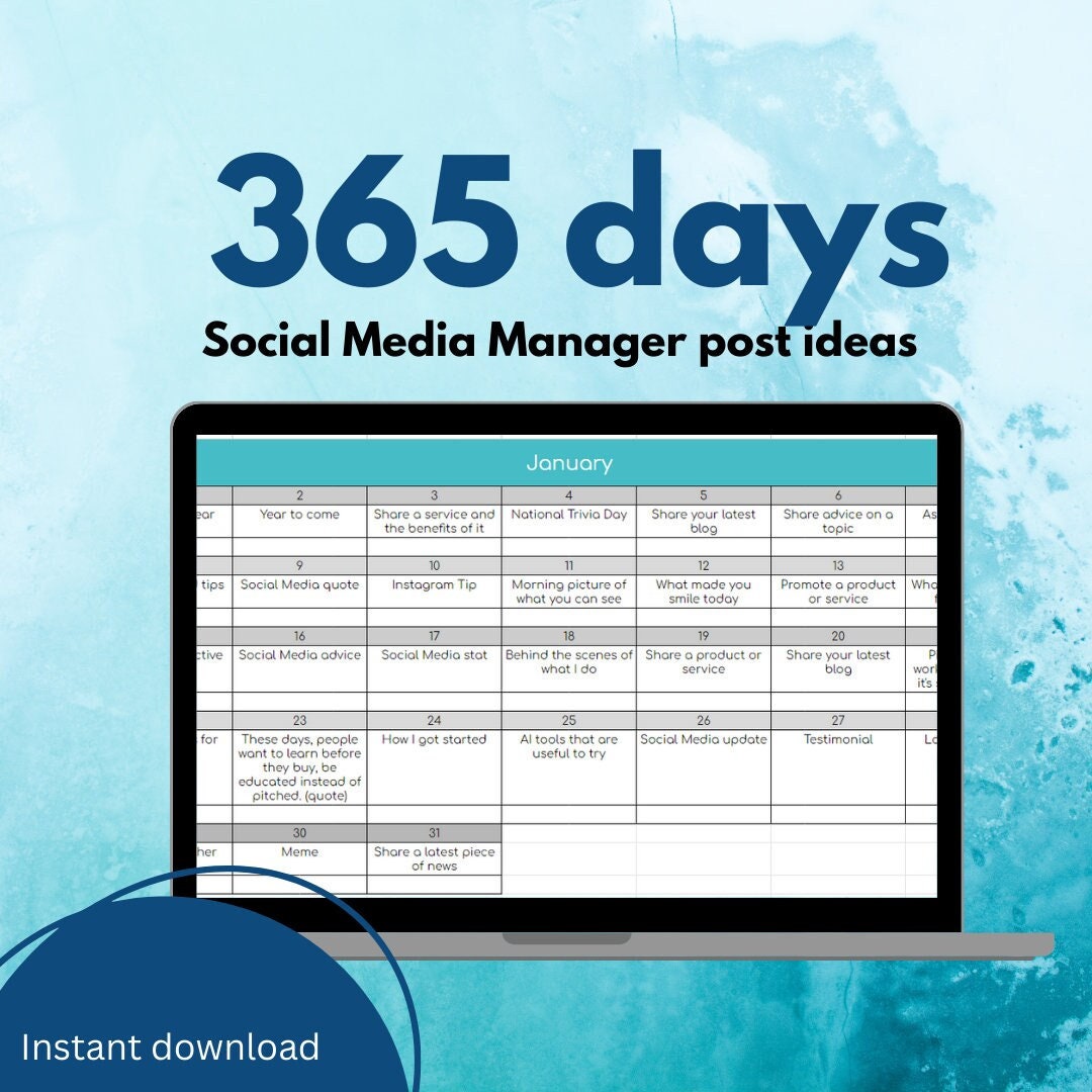 365 Days of Social Media Posts for Social Media Managers content ...