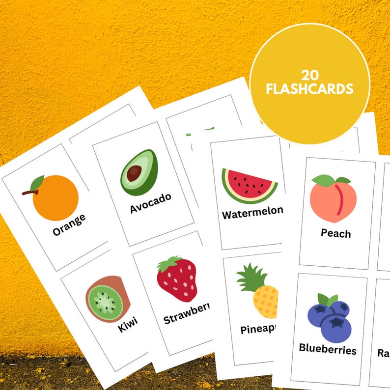 Printable Fruit Flashcards Download Children's Learning - Etsy
