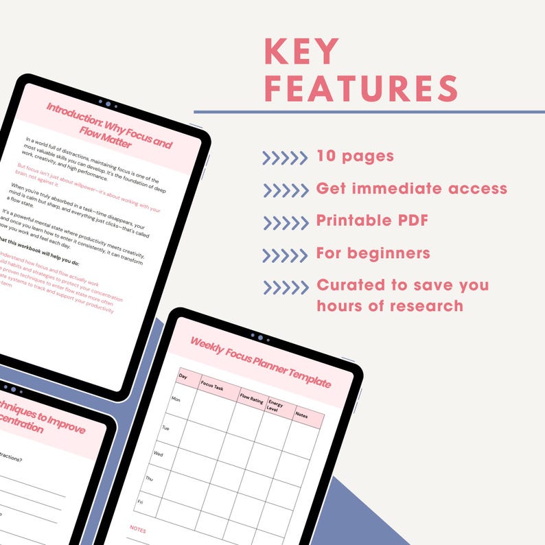 Focus and Flow State Workbook – Printable Productivity and Deep Work ...