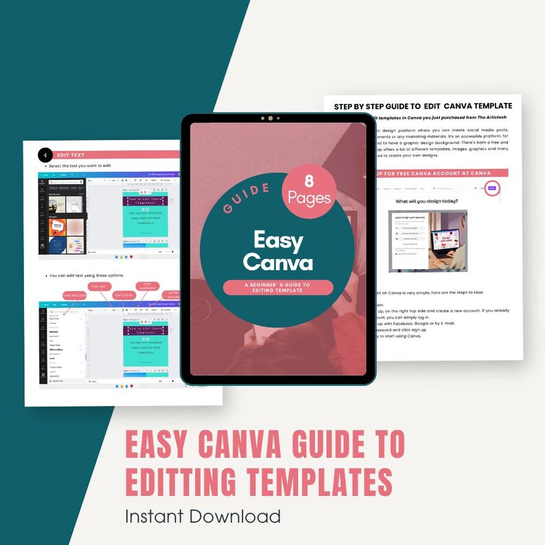 Canva Template Editing Guide - 8 Pages - Instant Download - Easy Canva Tutorial for Template ...