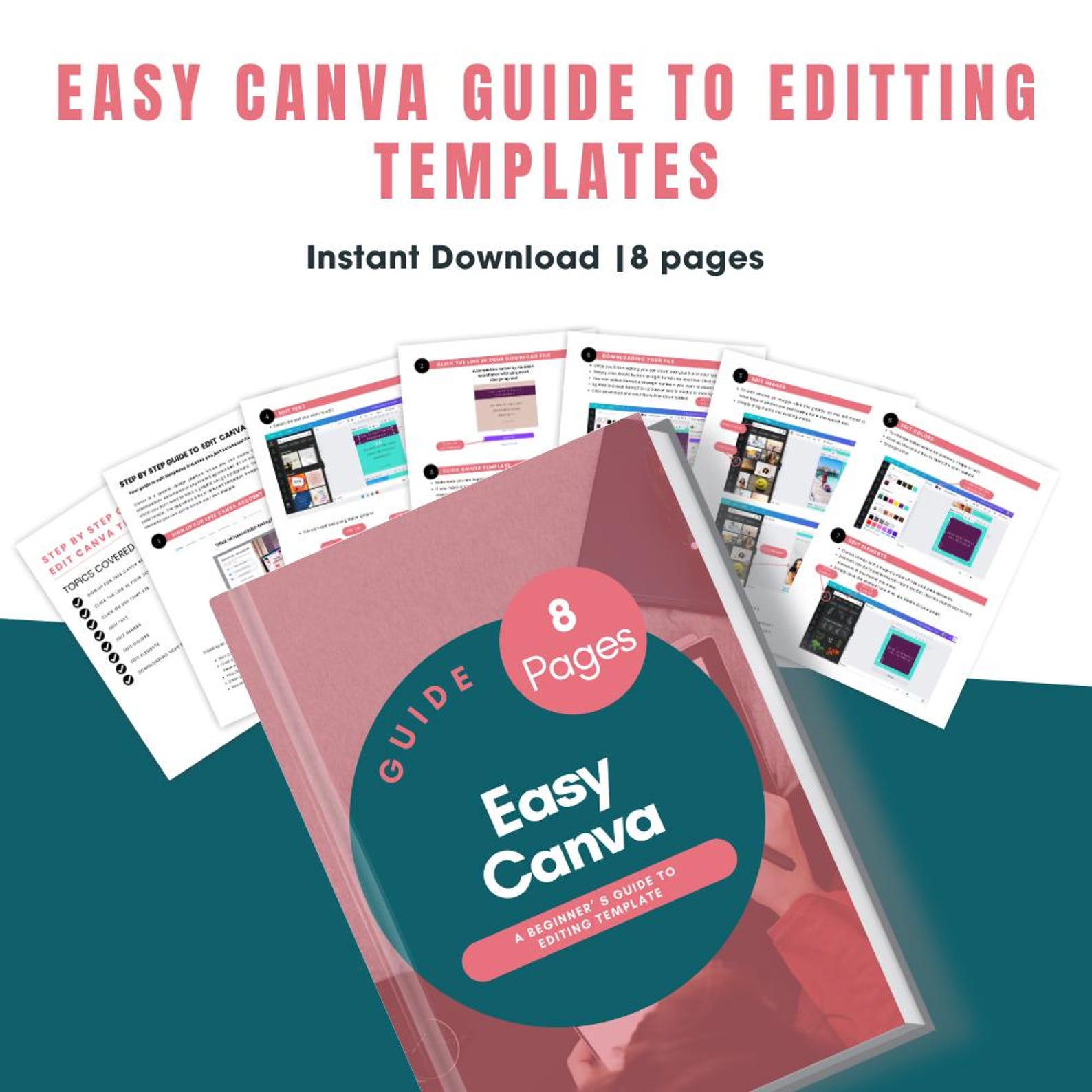 Canva Template Editing Guide - 8 Pages - Instant Download - Easy Canva Tutorial for Template ...
