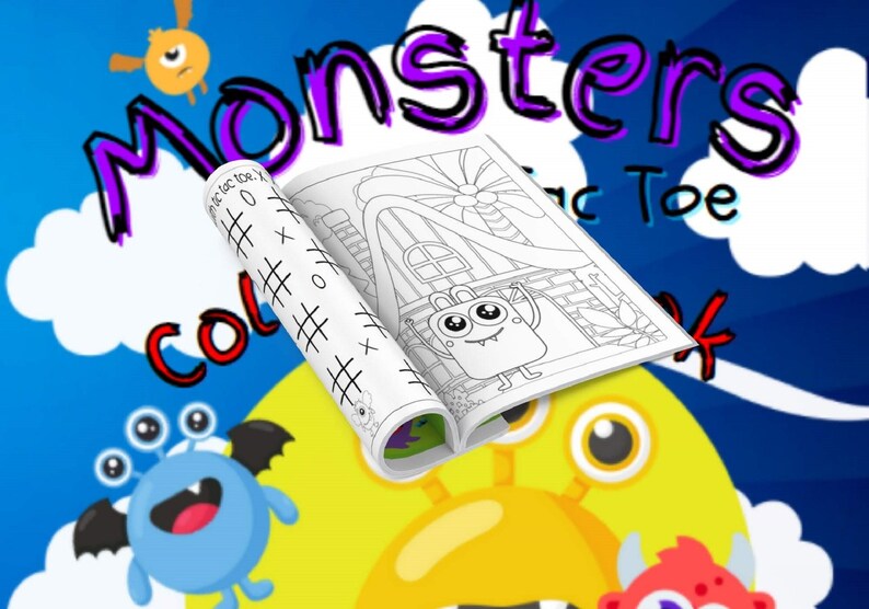 Monsters & Tic Tac Toe Coloring Book - Etsy