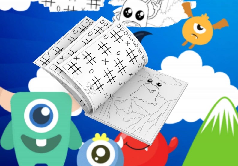 Monsters & Tic Tac Toe Coloring Book - Etsy