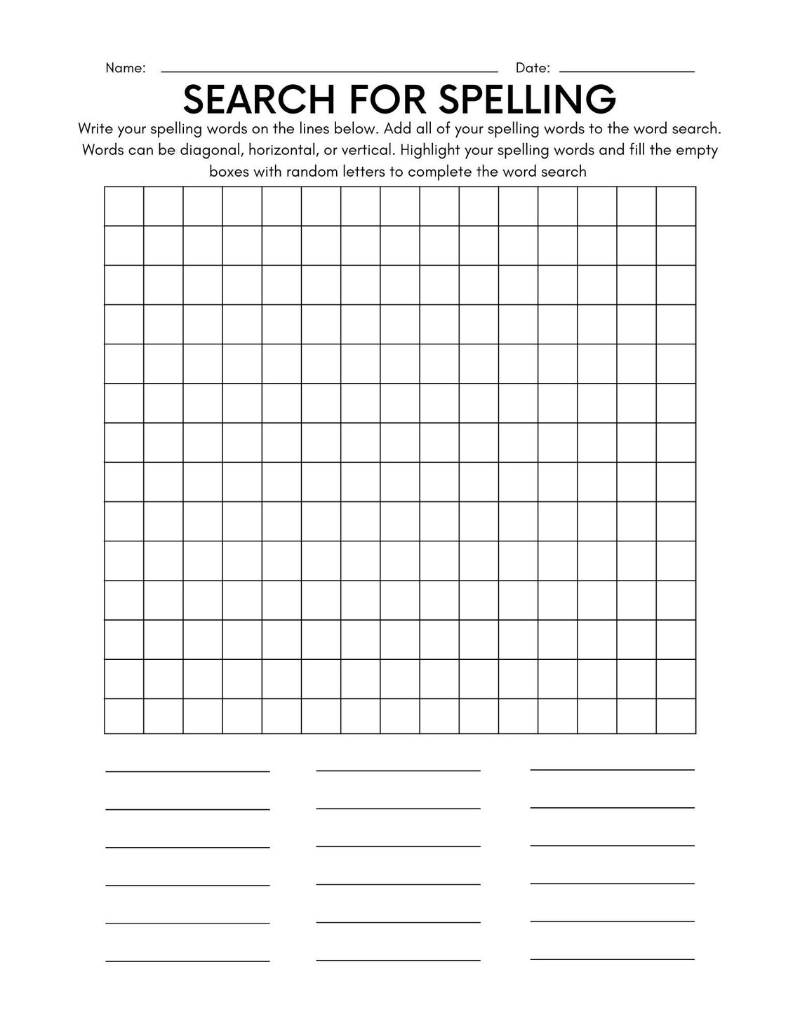 Spelling Activity Pack - Etsy