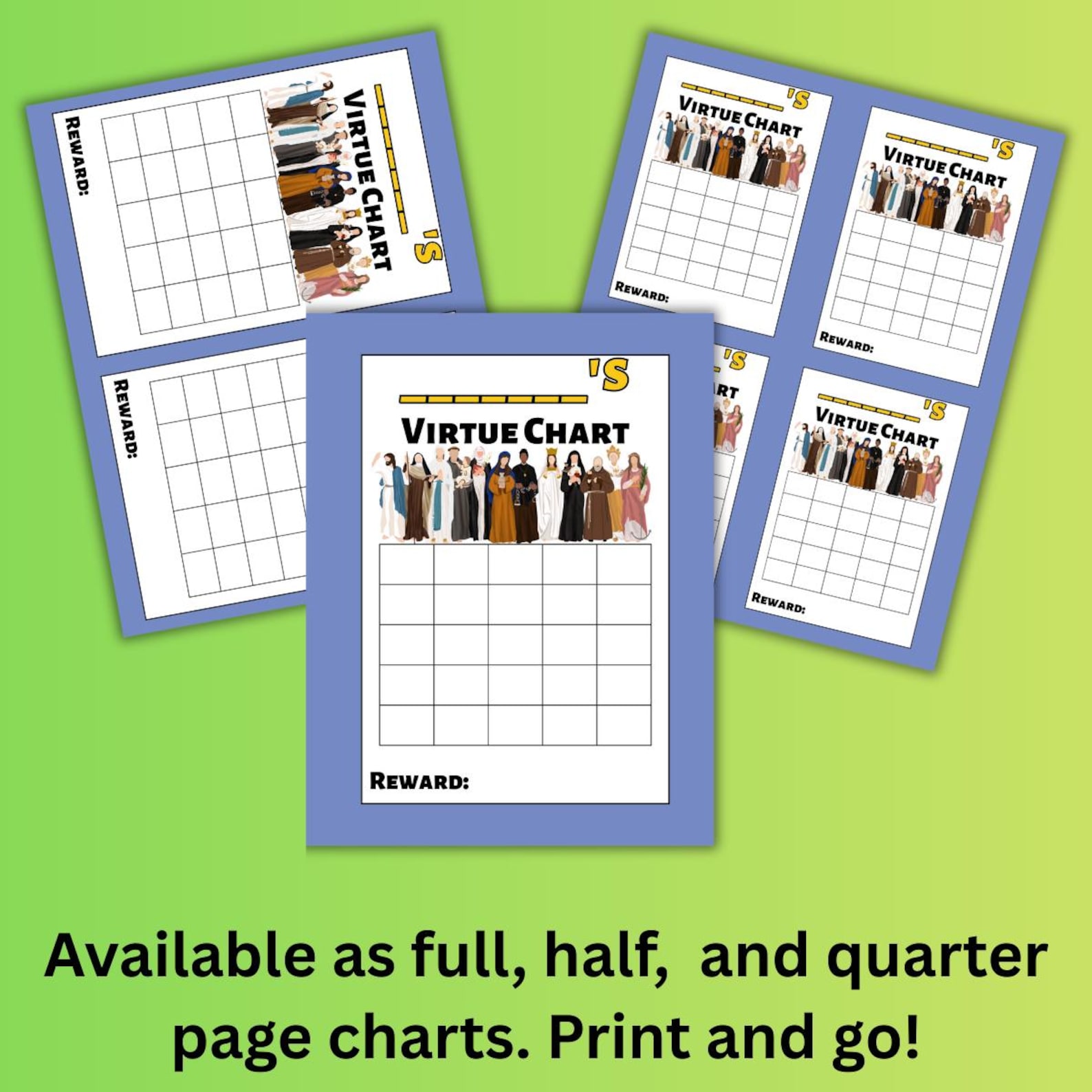 Catholic Virtue Reward Chart: Spiritual Growth for Children - Etsy