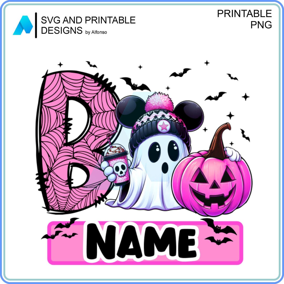 Customizable Halloween Boo Pink Ghost PNG: DTF & Sublimation Ready - Etsy