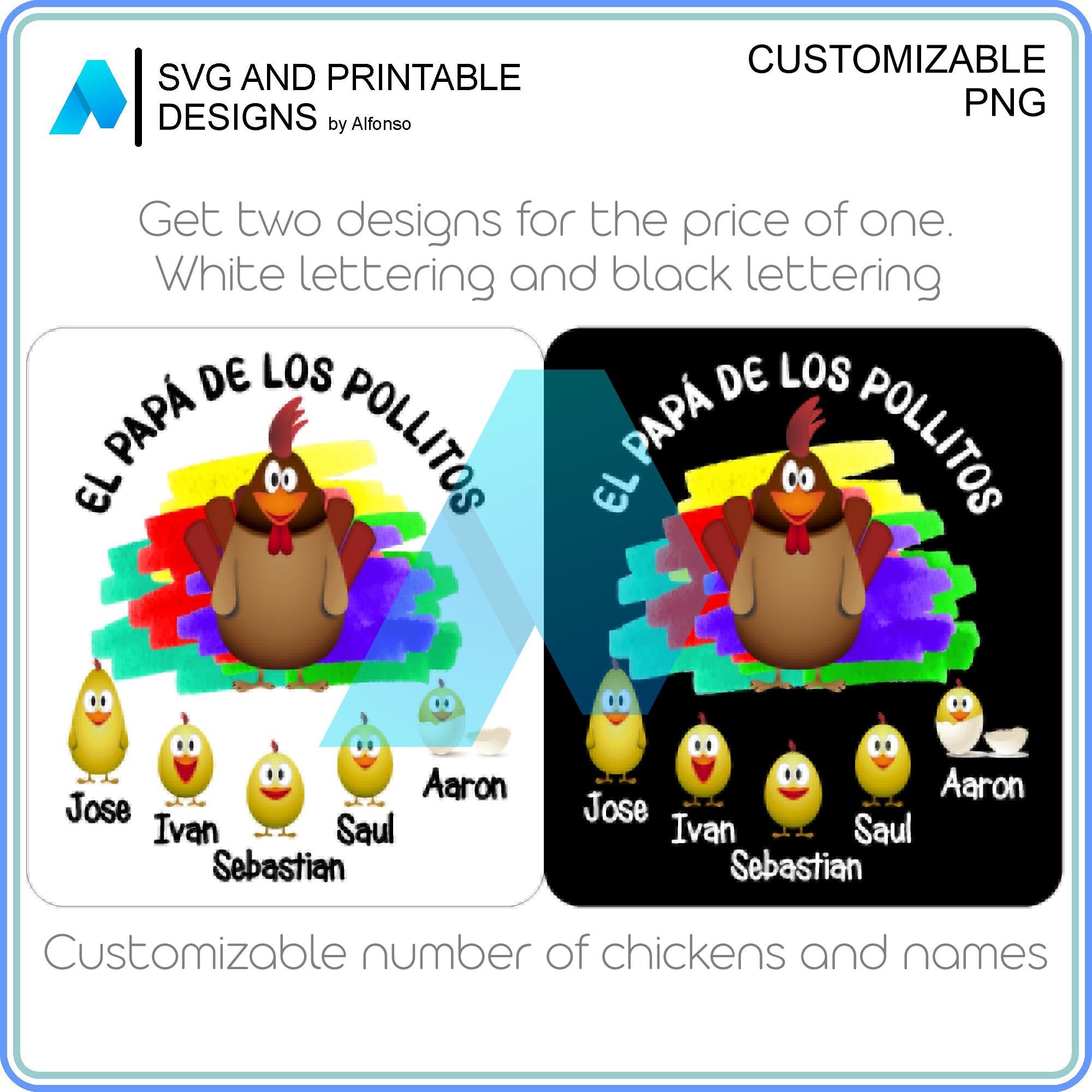 Customizable El Papá De Los Pollitos Printable PNG Design for - Etsy