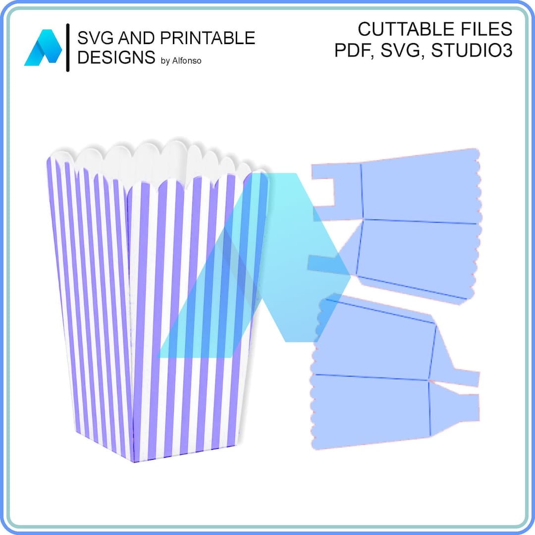 Popcorn Box SVG | Poppy Corn Popcorn Box | Popcorn Party Favor Box ...