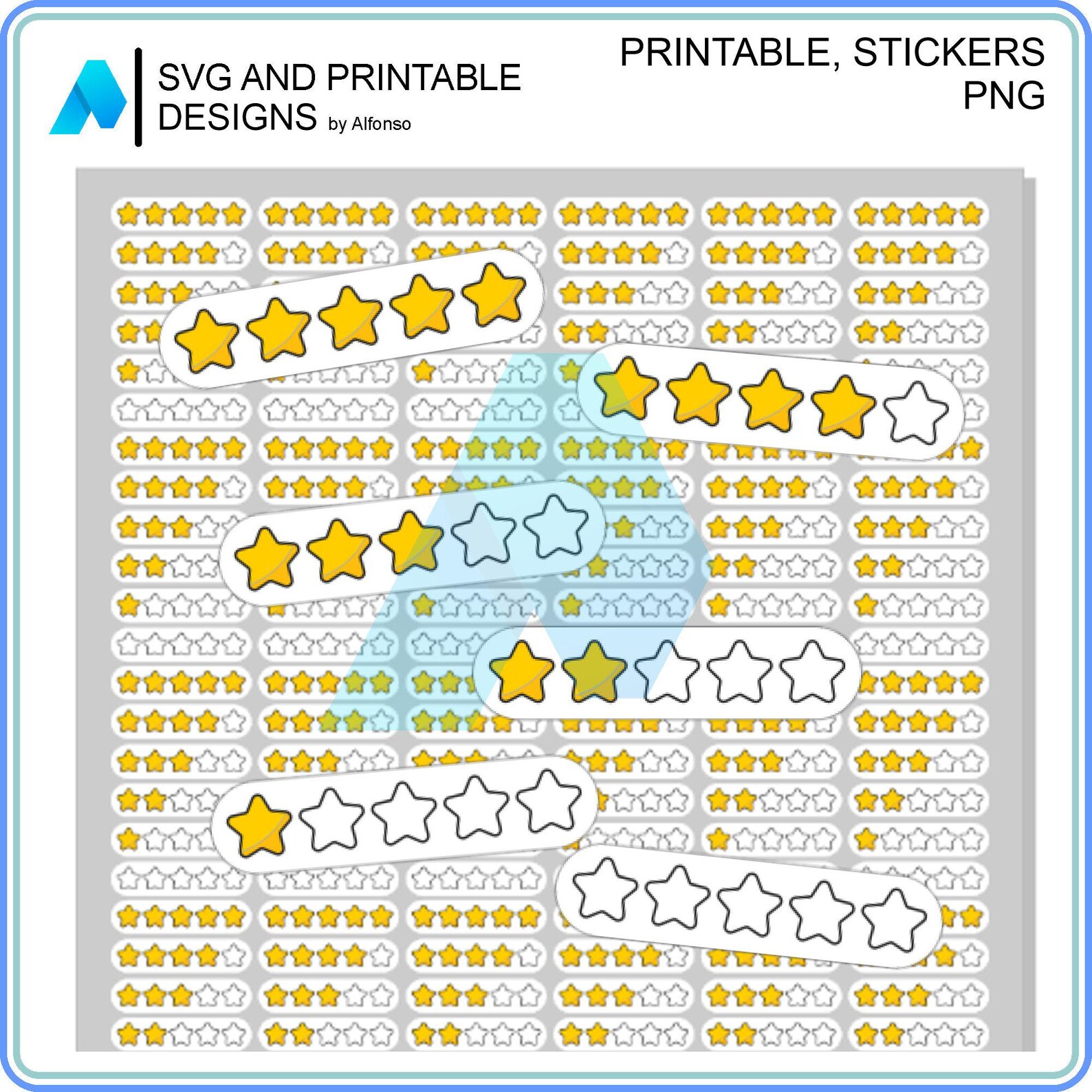 Printable Star Rating Stickers: Teacher & Planner Rewards (digital PNG ...