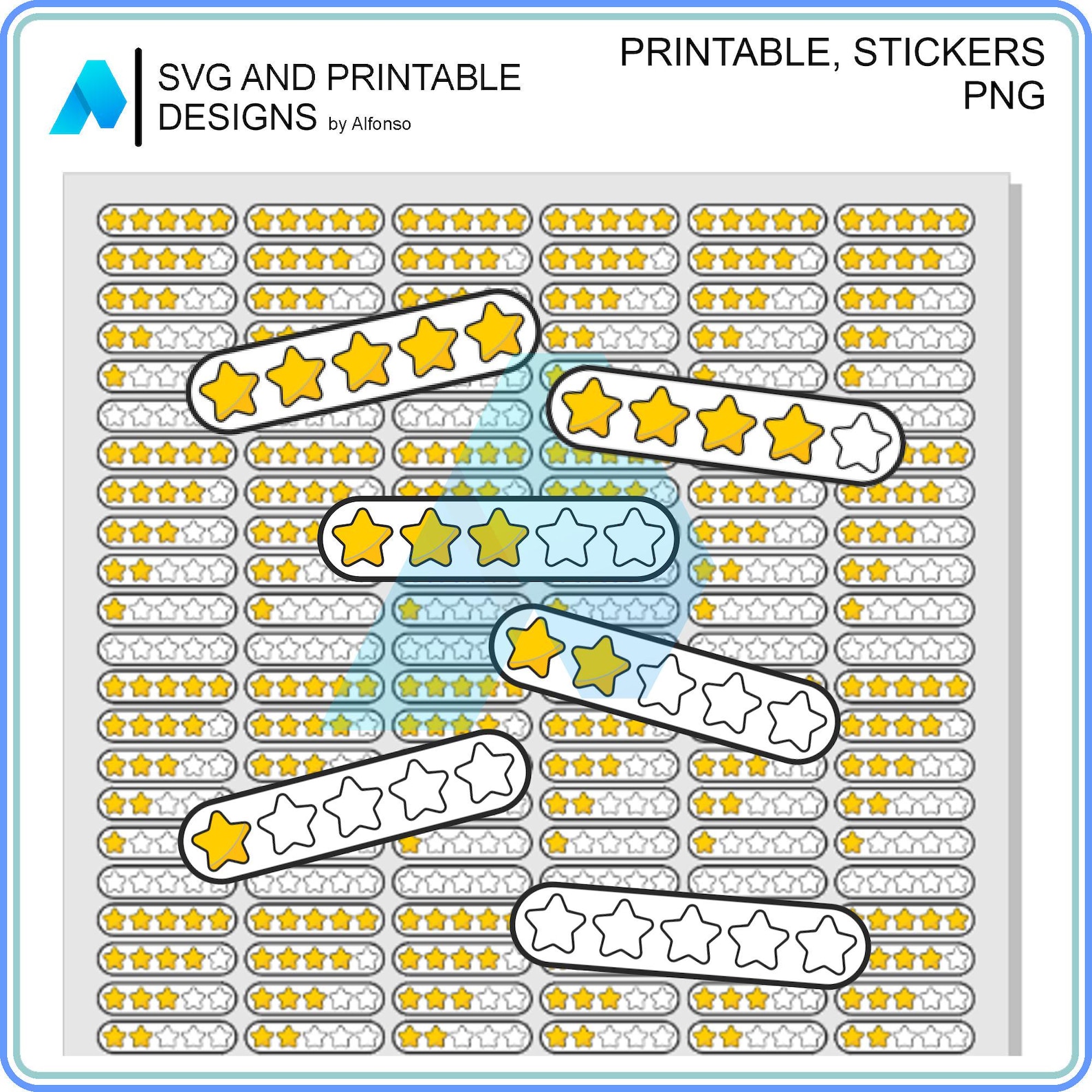 Printable Star Rating Stickers: Teacher & Planner Rewards (digital PNG ...