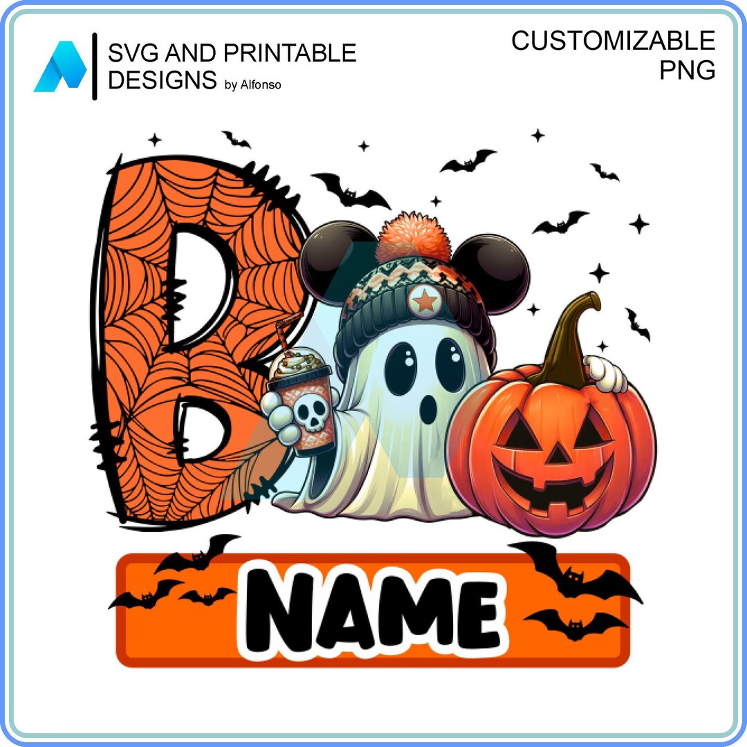 Customizable Halloween Boo Design: Name/text PNG Printable - Etsy