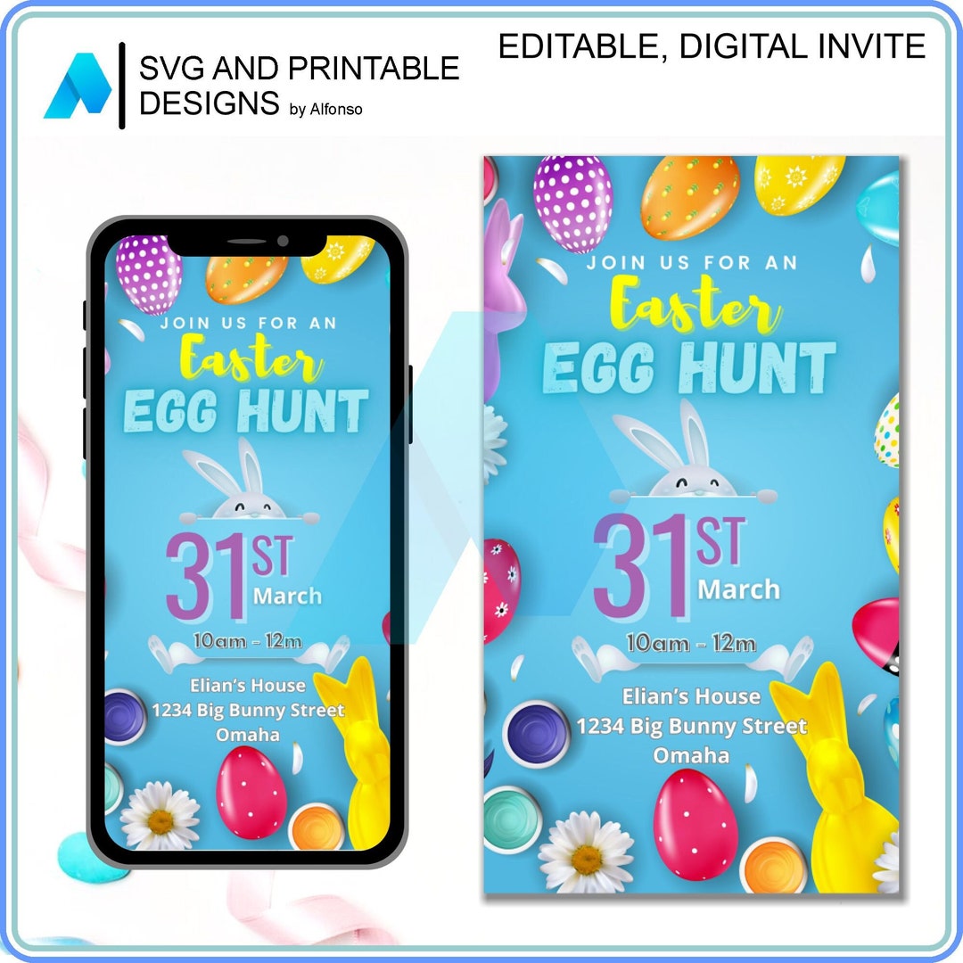 Editable Easter Egg Hunt Invitation: Bunny Design (digital Template) - Etsy