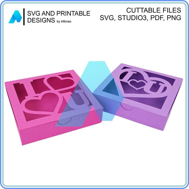 Square Heart Box SVG - DIY Gift Favor | 3D Paper Template for Cricut ...