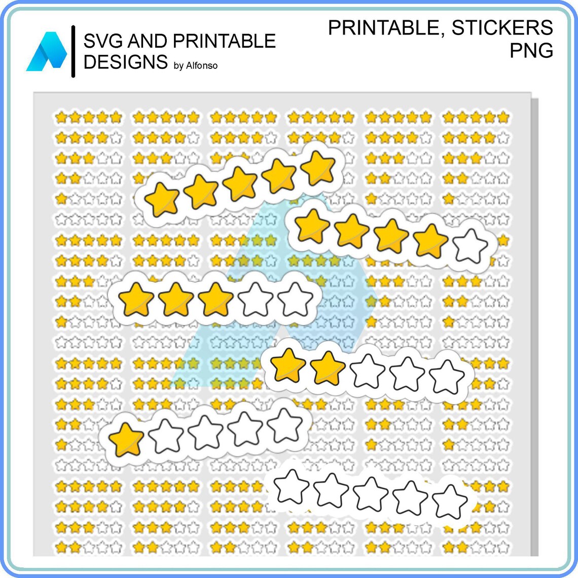 Printable Star Rating Stickers: Teacher & Planner Rewards (digital PNG ...