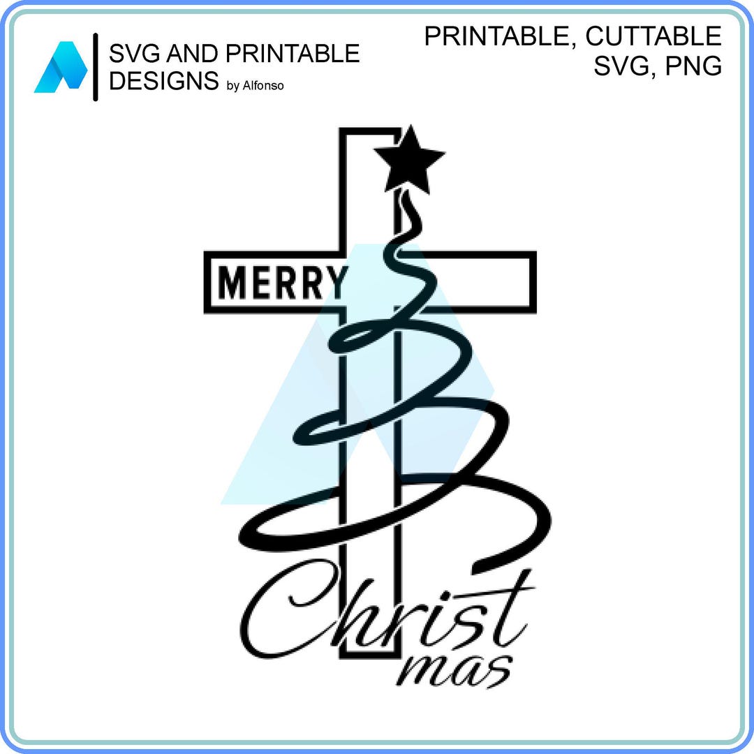 Christian Christmas Cross Design SVG PNG | Faith Cross and Tree Design ...