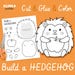 Hedgehog Cut & Glue Printable, Color and Build Activities, Coloring ...