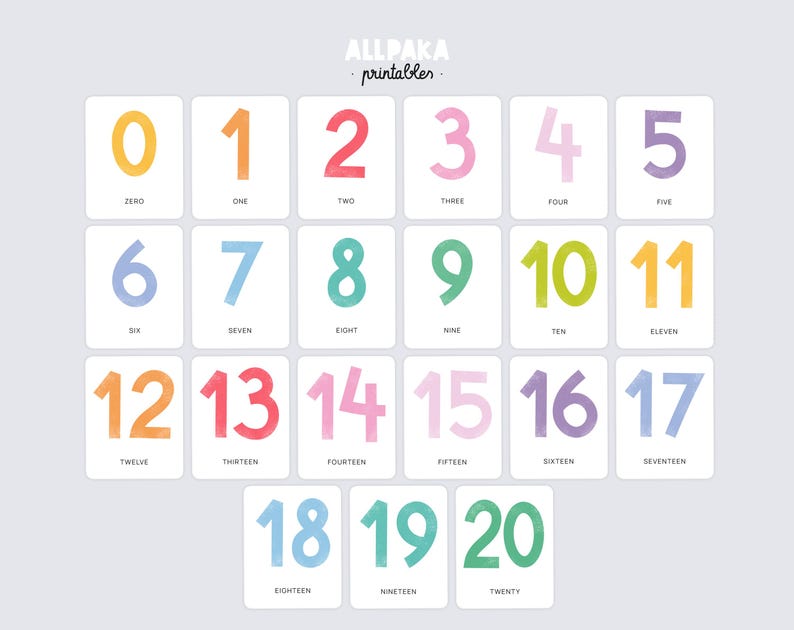 Montessori Number Flashcards 0-20, Educational Cards (digital Download ...