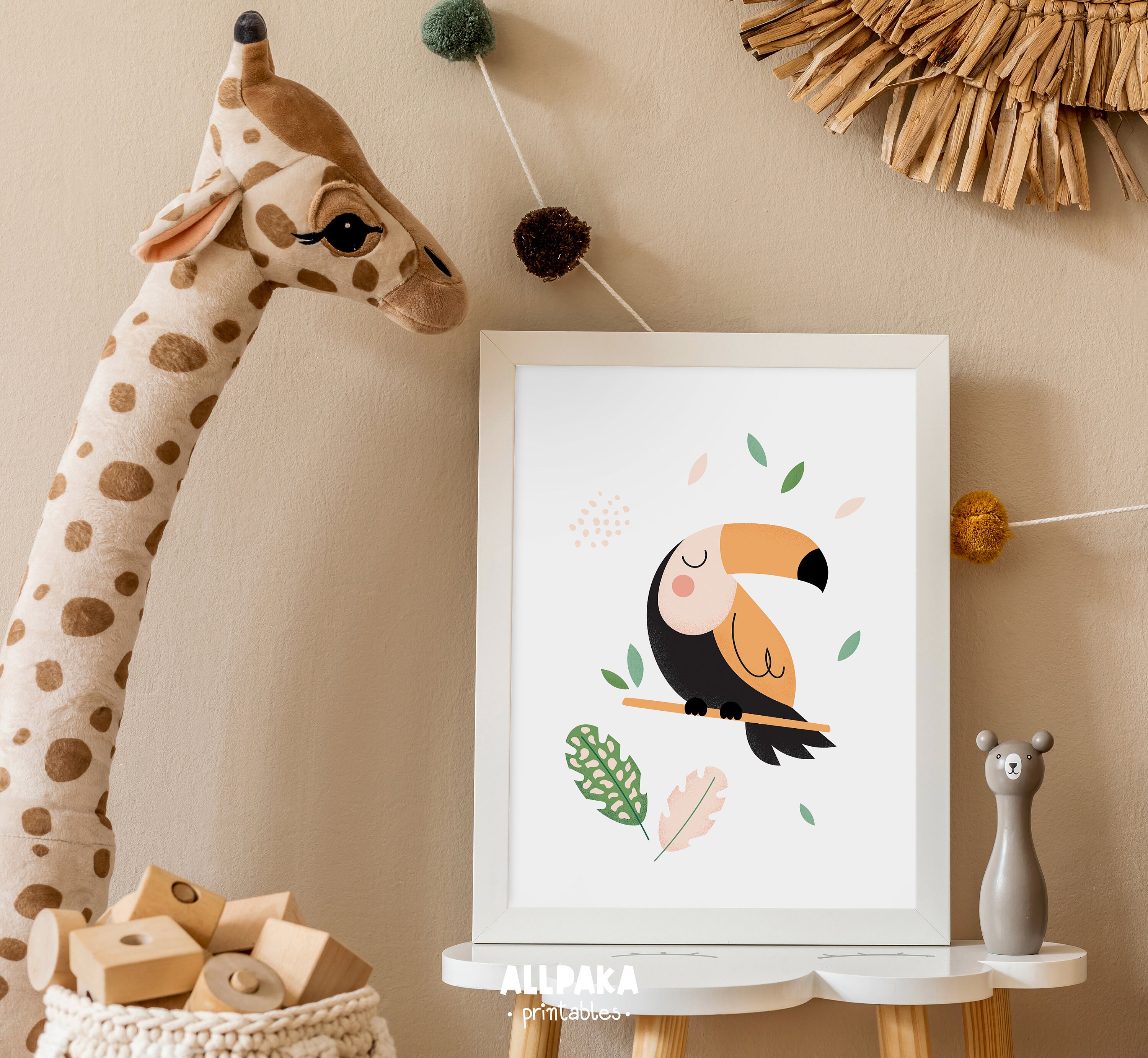 Toucan Wall Art, Jungle Animal Printable, Tropical Wall Art, Boho ...