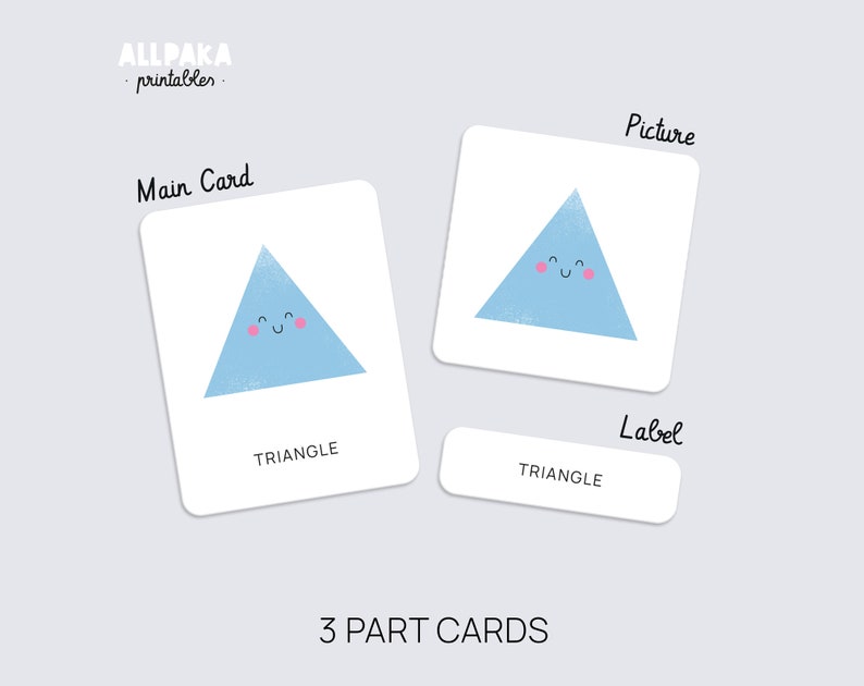 16 Shapes Cards, Montessori Flashcards, Pre-school Cards, Educational ...