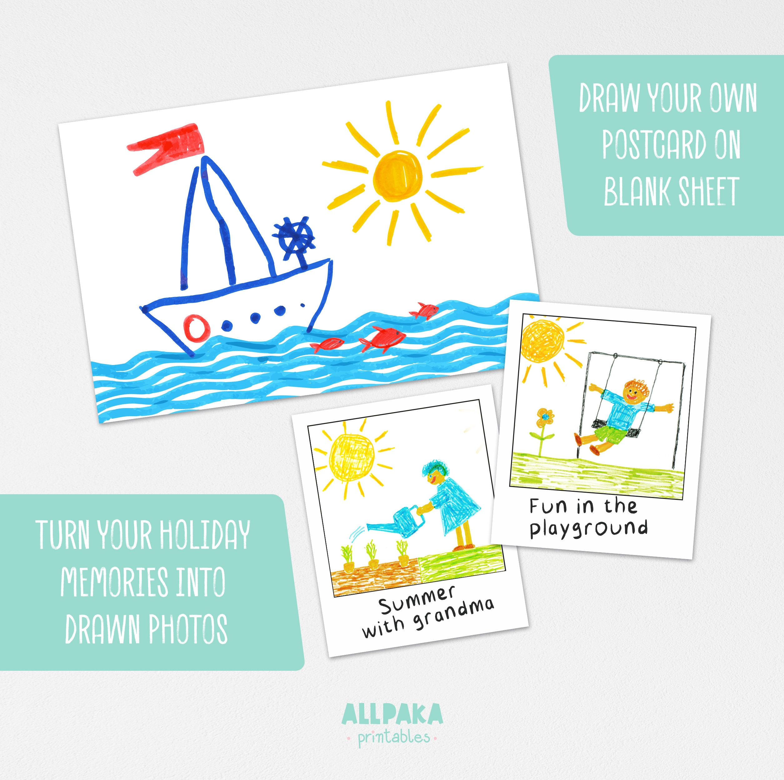 Summer Coloring Pages, Coloring Postcards With Stamps, Printable for ...