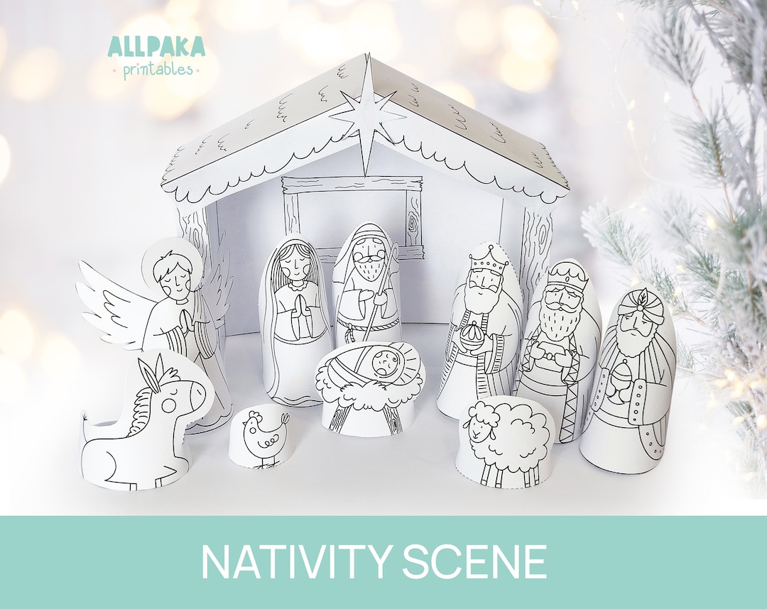 Christmas Nativity Scene Printable Paper Crafts for Kids to Coloring ...