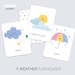 18 Weather Cards, Montessori Flashcards, Pre-school Cards, Educational ...