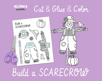 Build a Scarecrow Cut and Paste Printable - Etsy Canada