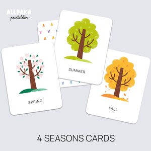 Seasons Cards, Montessori Flashcards, Pre-school Cards, Educational ...
