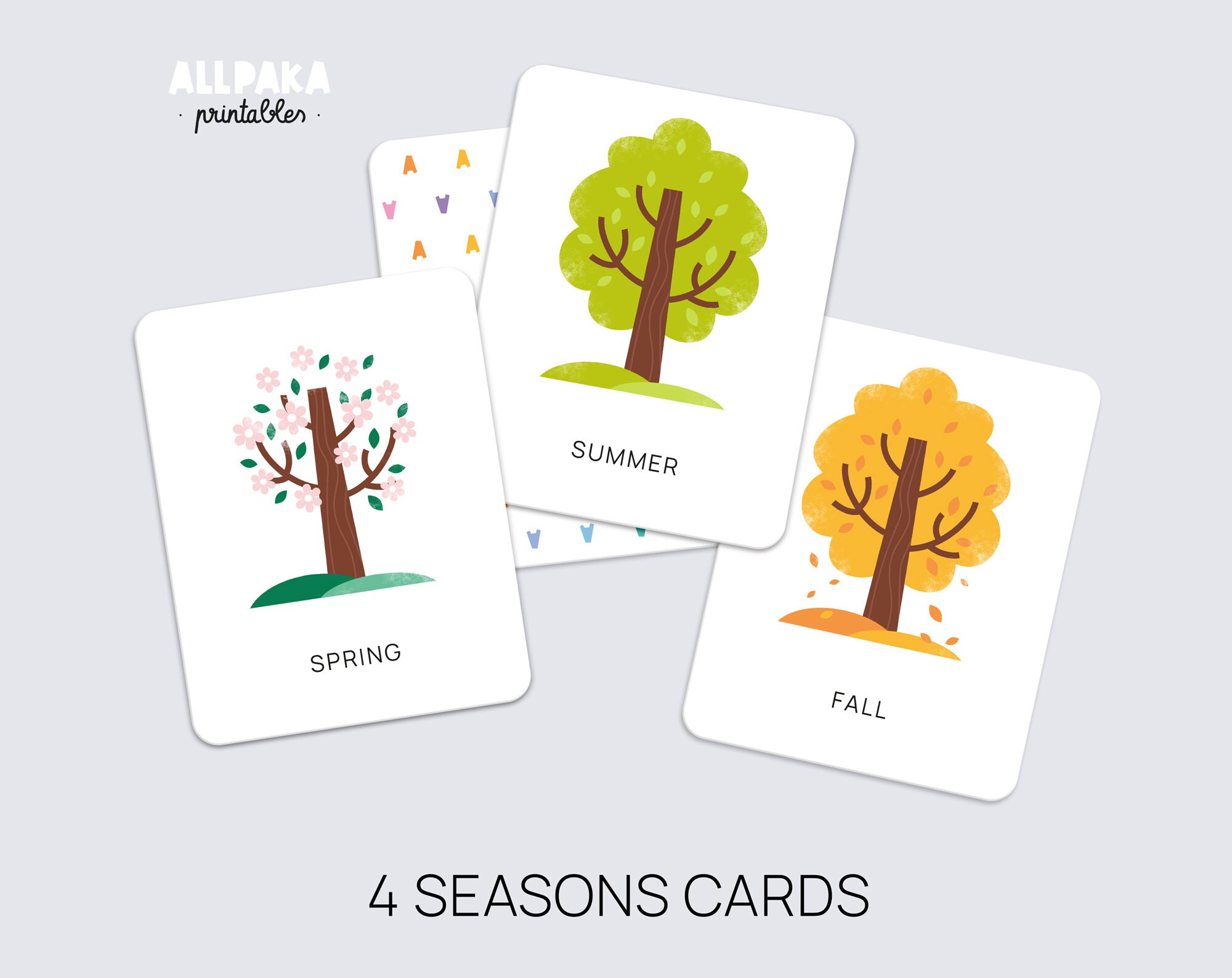 Seasons Cards, Montessori Flashcards, Pre-school Cards, Educational ...