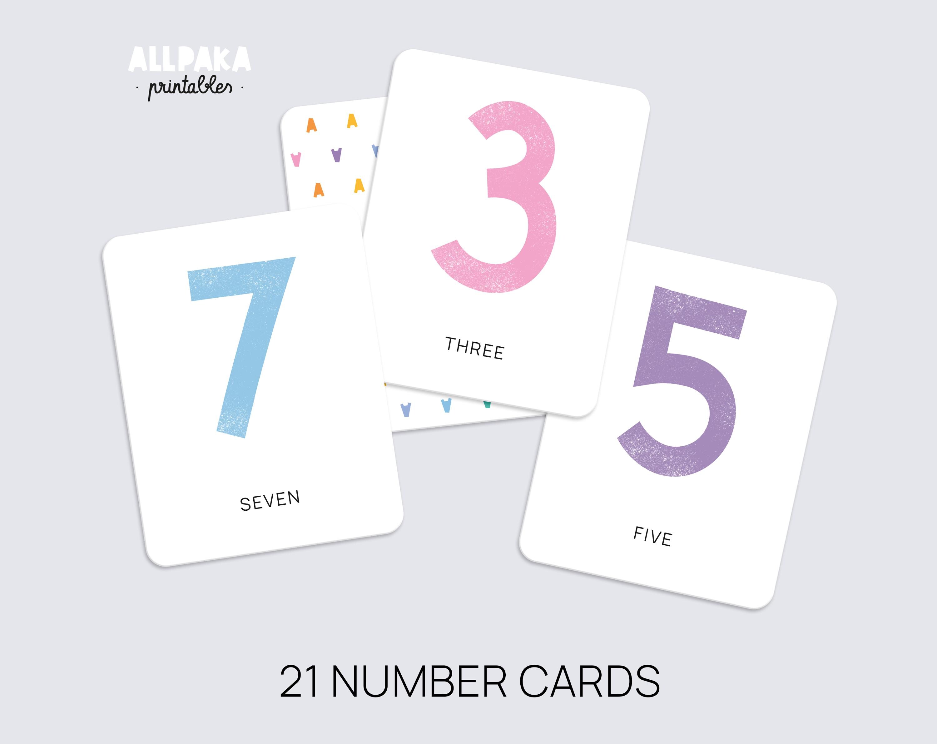0-20 Numbers Cards, Montessori Flashcards, Pre-school Cards ...