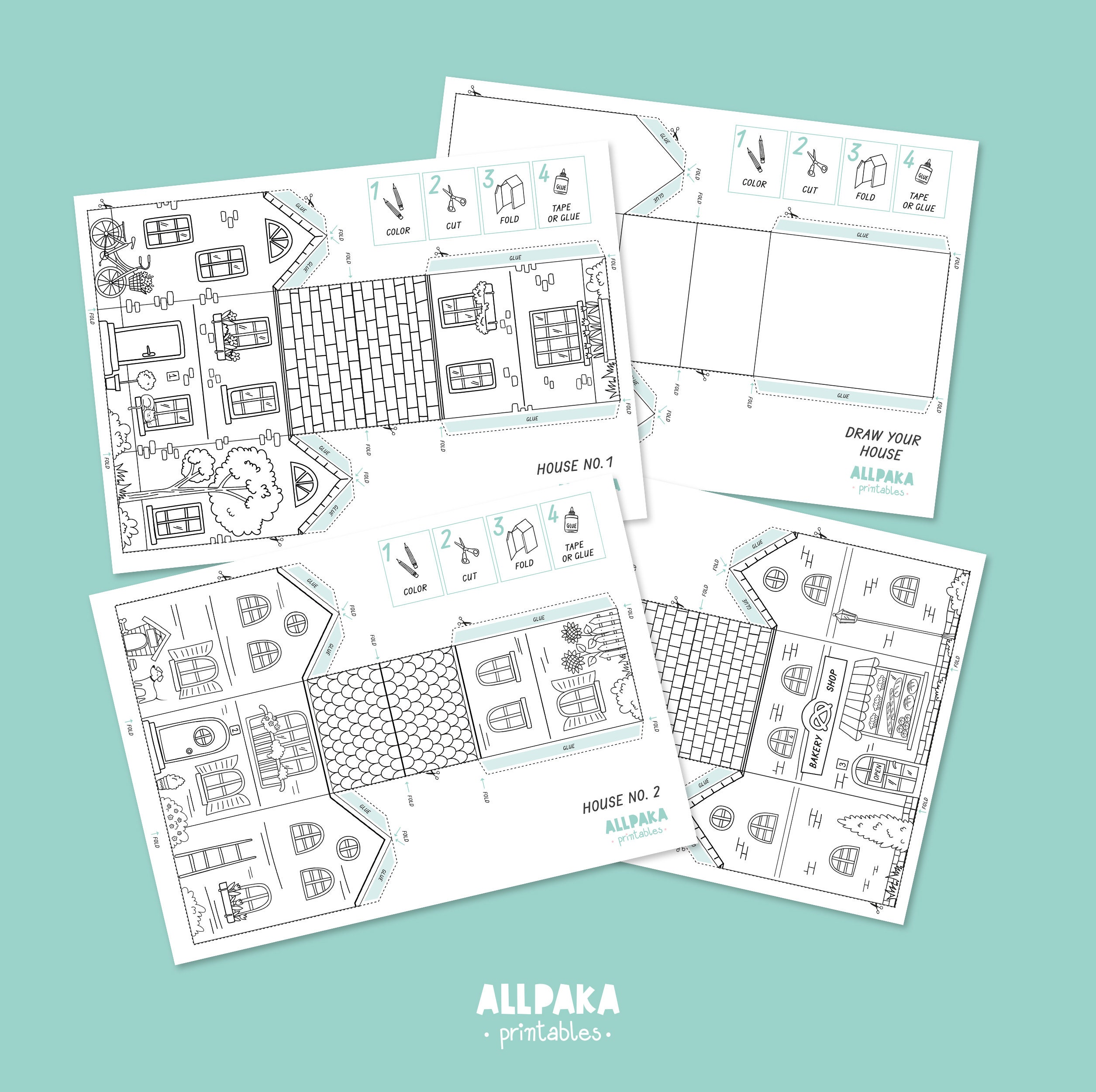 Paper Houses, Printable Activity Sheets, Creative Art Activity for Kids ...