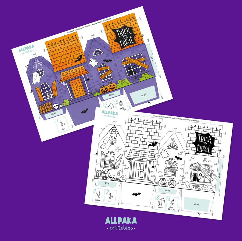 Paper House, Halloween Treat Box, Printable Activity Sheets, Creative ...