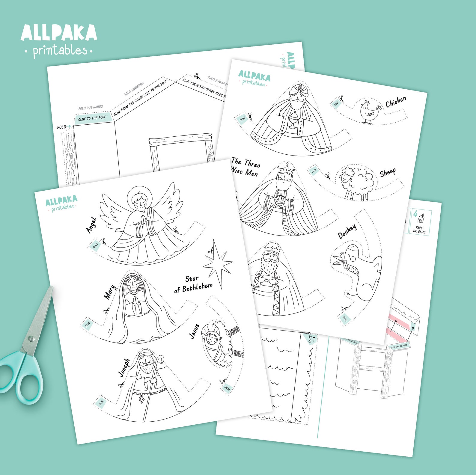 Christmas Nativity Scene Printable Paper Crafts for Kids to Coloring ...