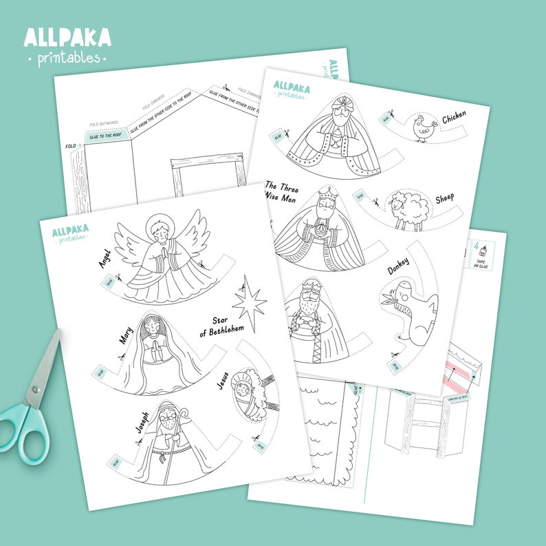 Christmas Nativity Scene Printable Paper Crafts for Kids to Coloring ...