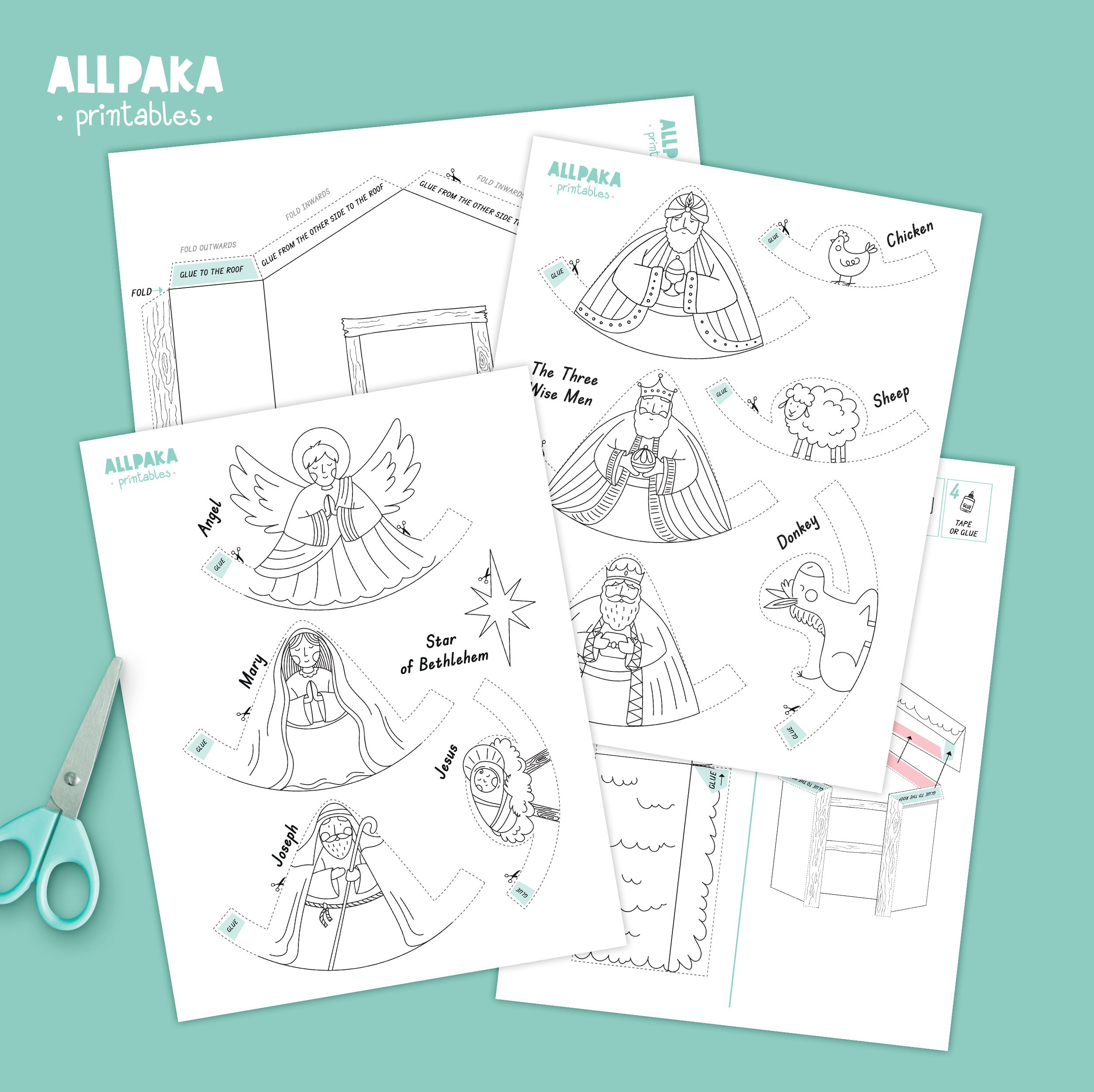 Christmas Nativity Scene Printable Paper Crafts for Kids to Coloring ...