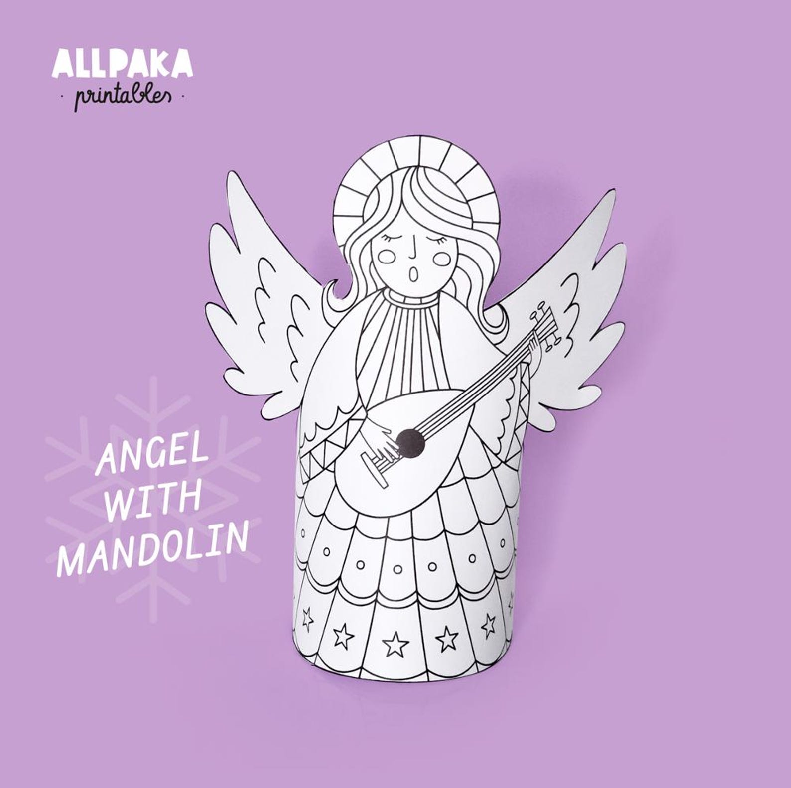 Christmas Angels Coloring Paper Craft Printable – Cute Holiday Angel ...