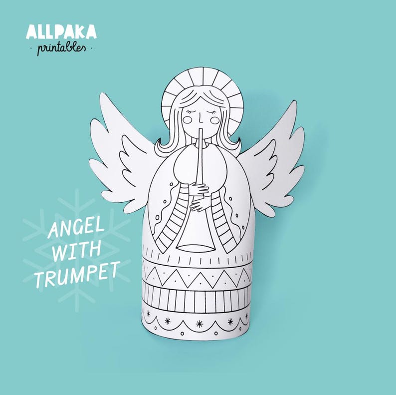 Christmas Angels Coloring Paper Craft Printable – Cute Holiday Angel ...