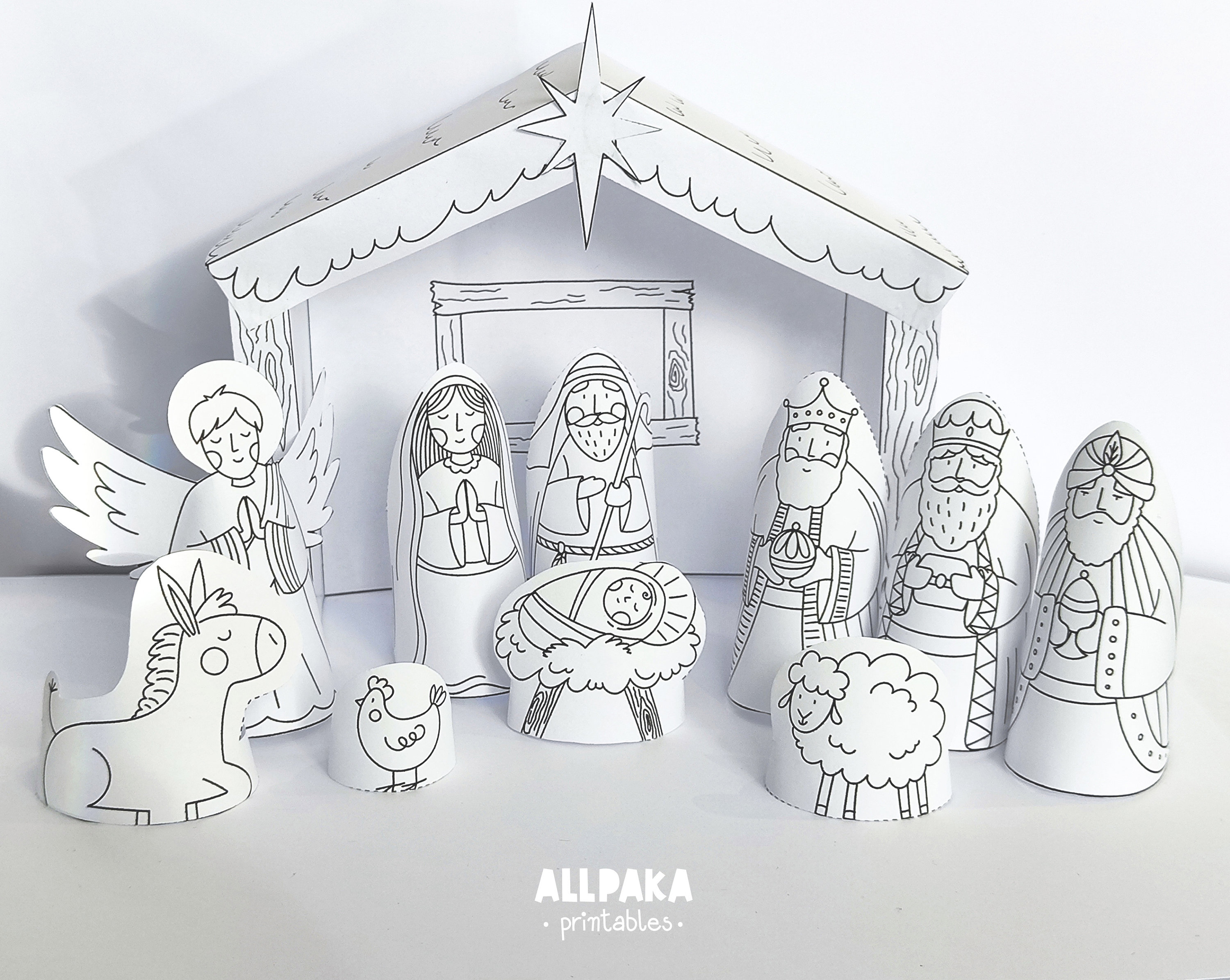 Christmas Nativity Scene Printable Paper Crafts for Kids to Coloring ...