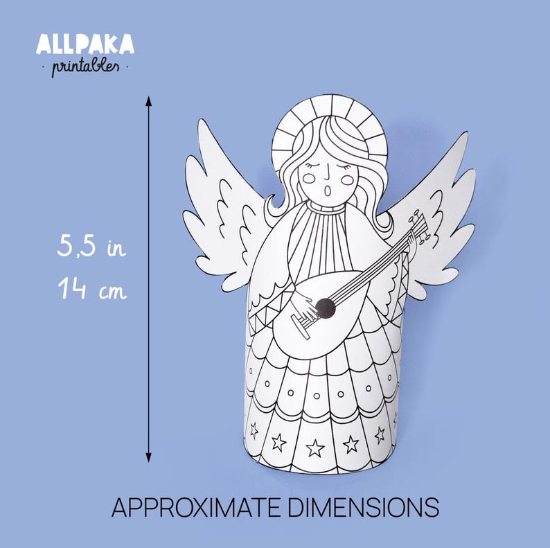 Christmas Angels Coloring Paper Craft Printable – Cute Holiday Angel ...