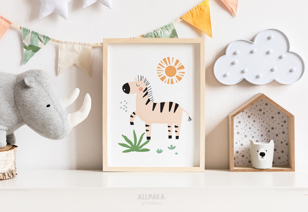 Zebra Wall Art, Jungle Animal Printable, Safari Wall Art, Boho Nursery ...