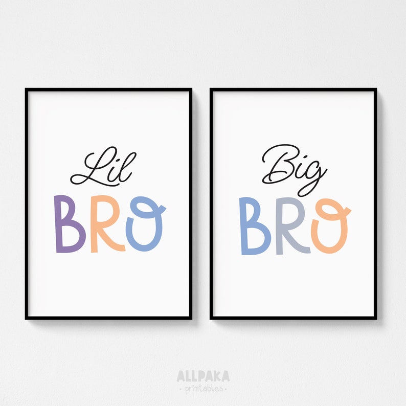 Lil Bro Big Bro Siblings Wall Art Set of 2 Siblings Poster - Etsy