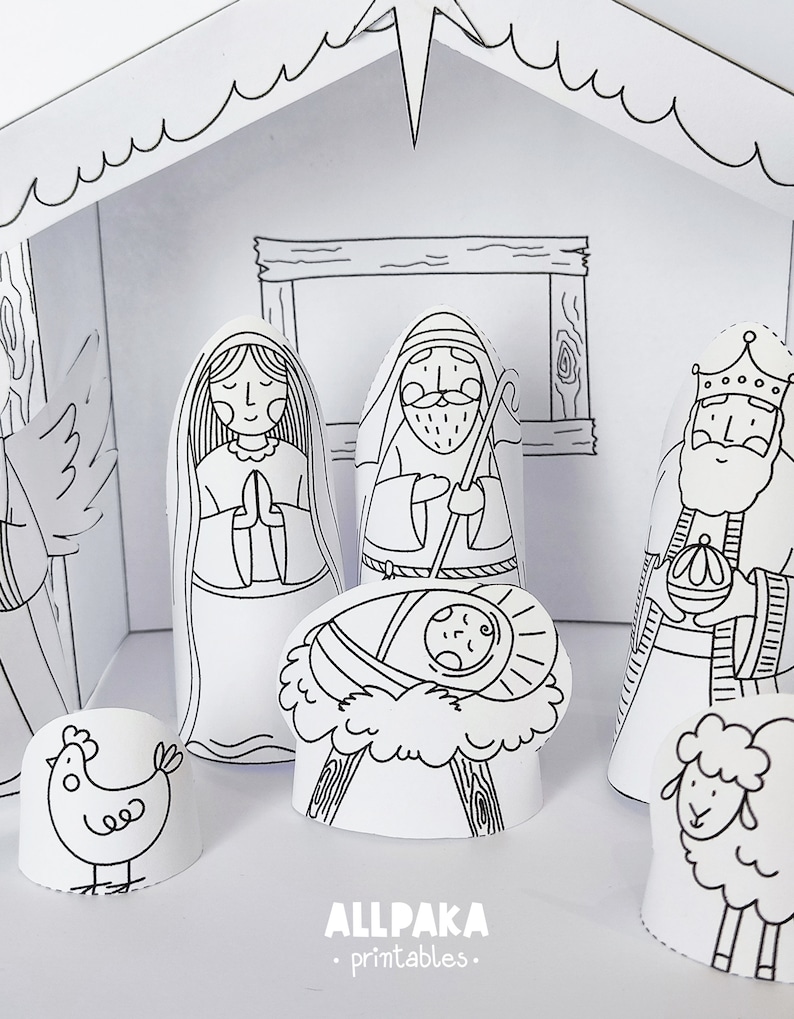 Christmas Nativity Scene Printable Paper Crafts for Kids to Coloring ...