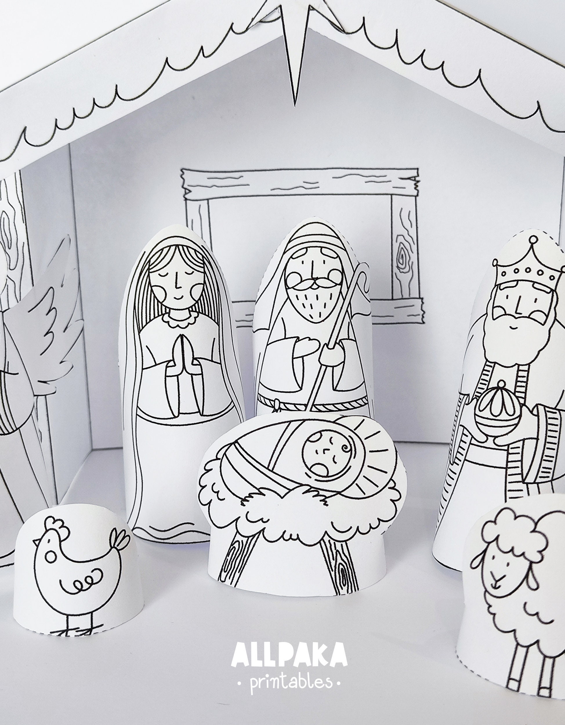 Christmas Nativity Scene Printable Paper Crafts for Kids to Coloring ...