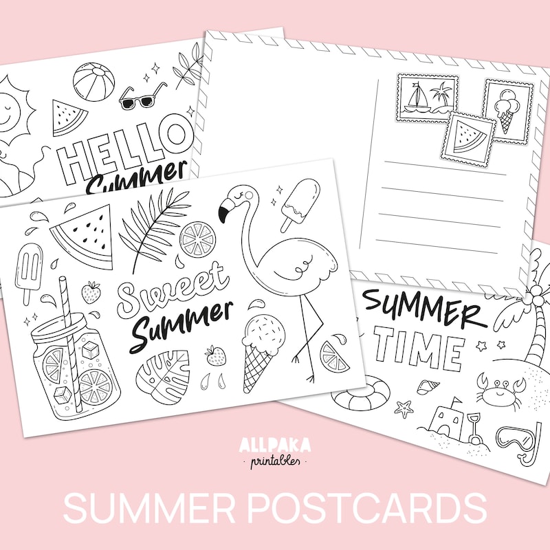 Coloring Postcards - Etsy