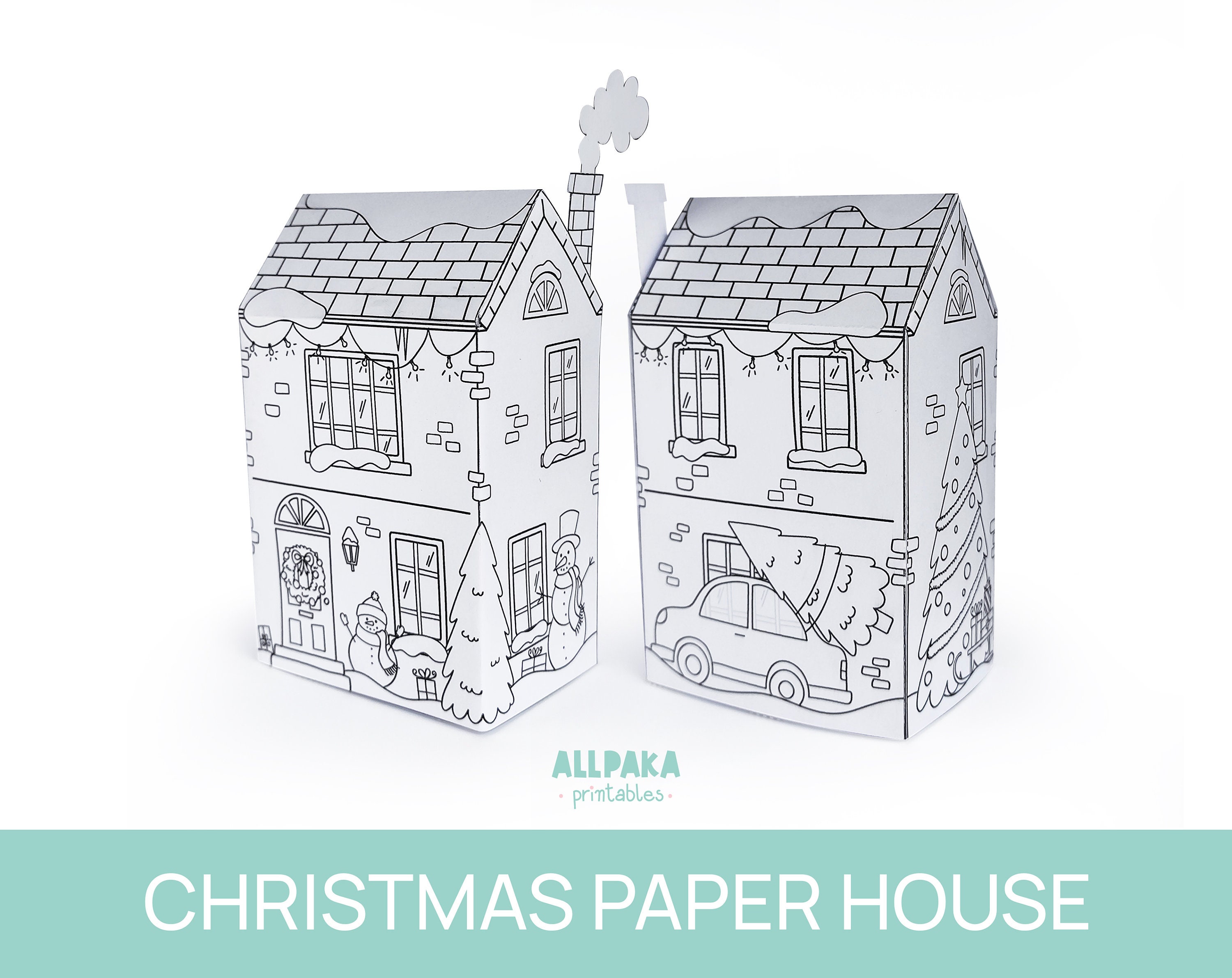 Paper House Christmas Coloring Printable Activity Sheet - Etsy