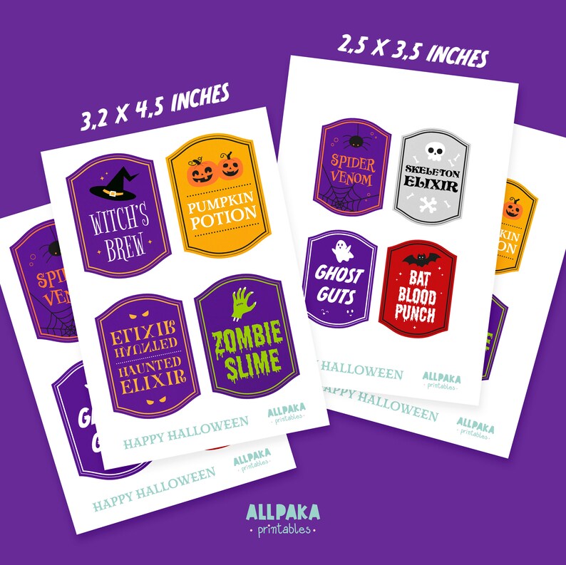 Halloween Labels for Kids, Set of 8 Printable Soda Labels, INSTANT ...