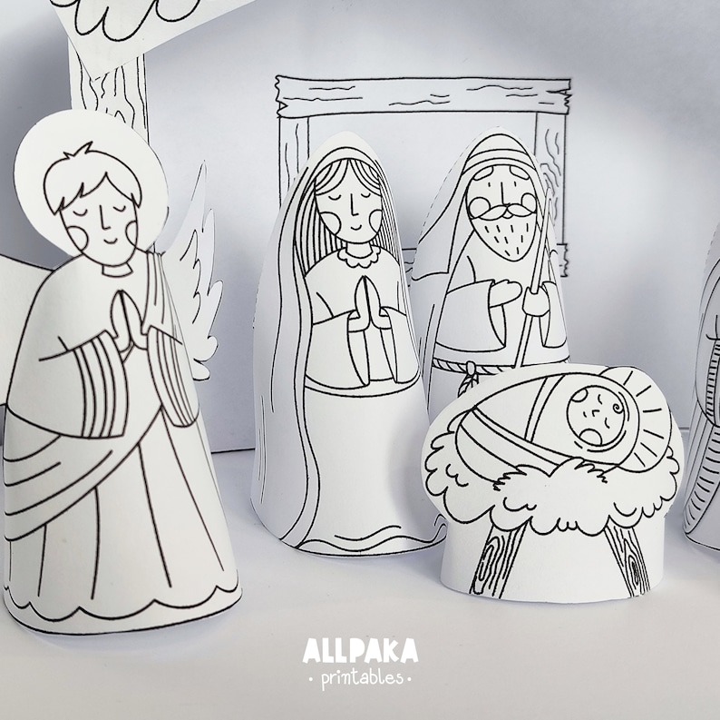 Christmas Nativity Scene Printable Paper Crafts for Kids to Coloring ...
